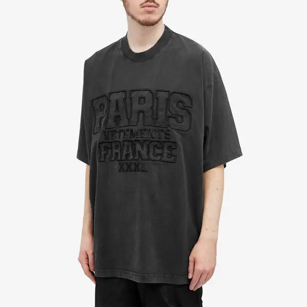 Vetements Paris Logo T-Shirt In Washed Black - 55% Off | Editorialist